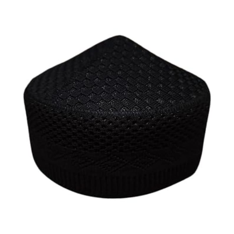 Black Sufi Muslim Namaz Topi Cap : Comfortable Patterned Prayer Hat Men ...