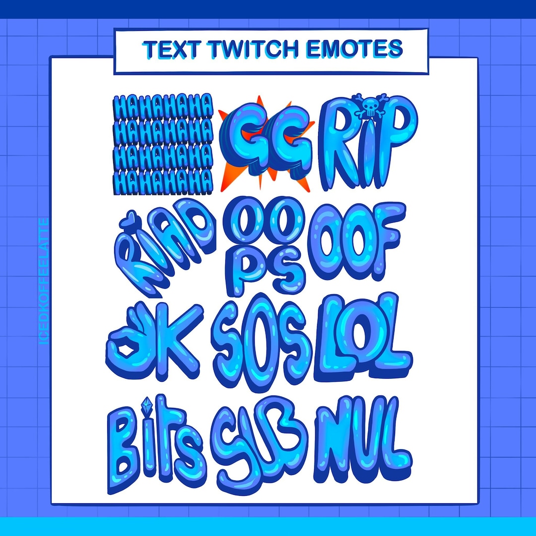 Twitch Basic Text Emotes I 12 French Blue Emotes I 90s I Lofi Vibe I ...