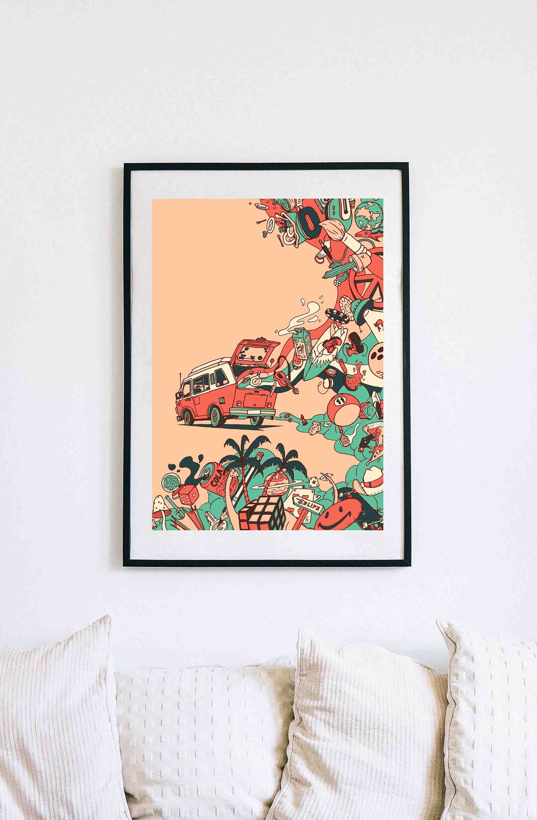 TRAVELING VAN pink: Retro Aesthetic Print Downloadable - Etsy