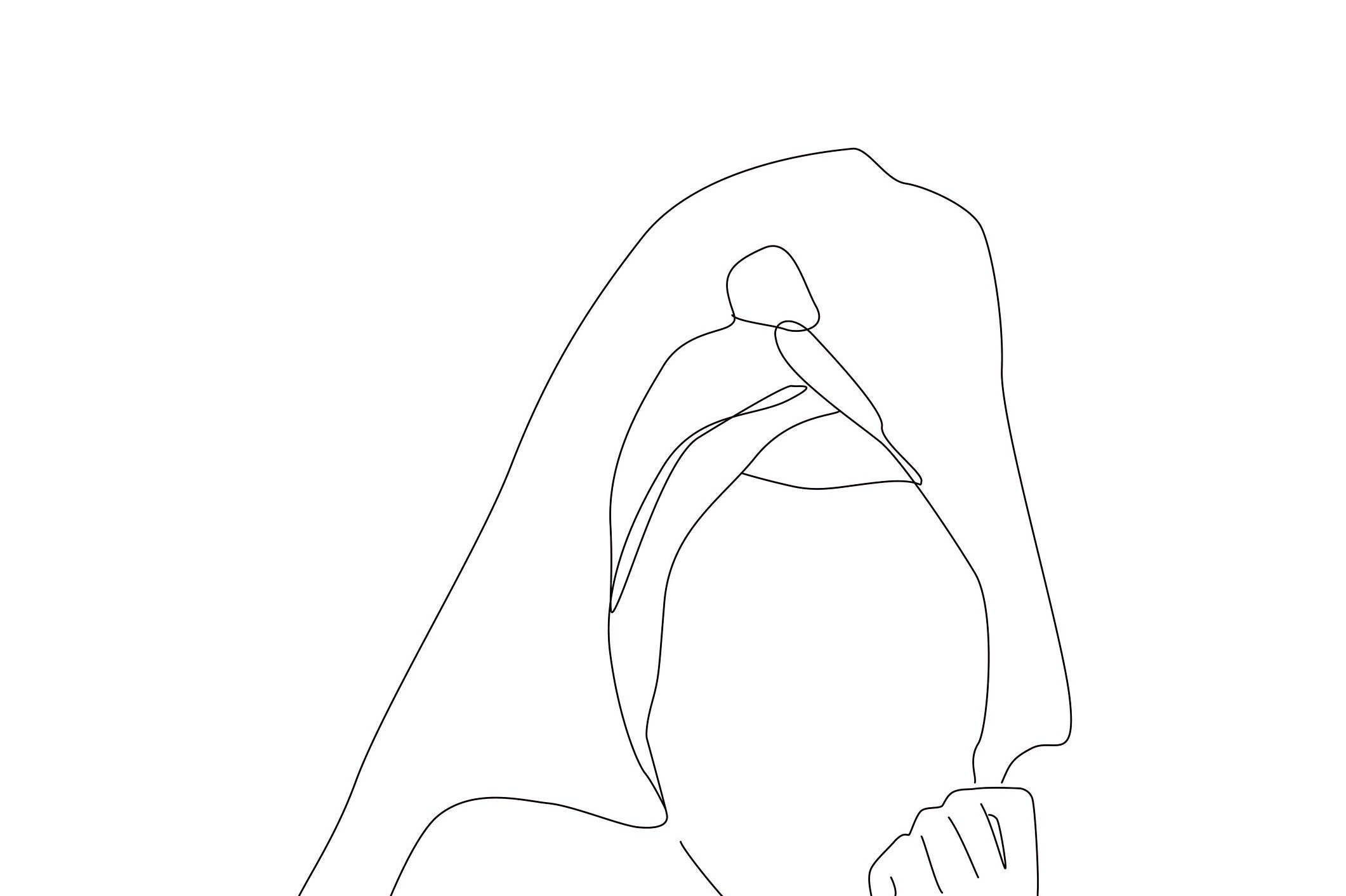 One Line Drawing Towel on Head Woman One Line Art Single | Etsy
