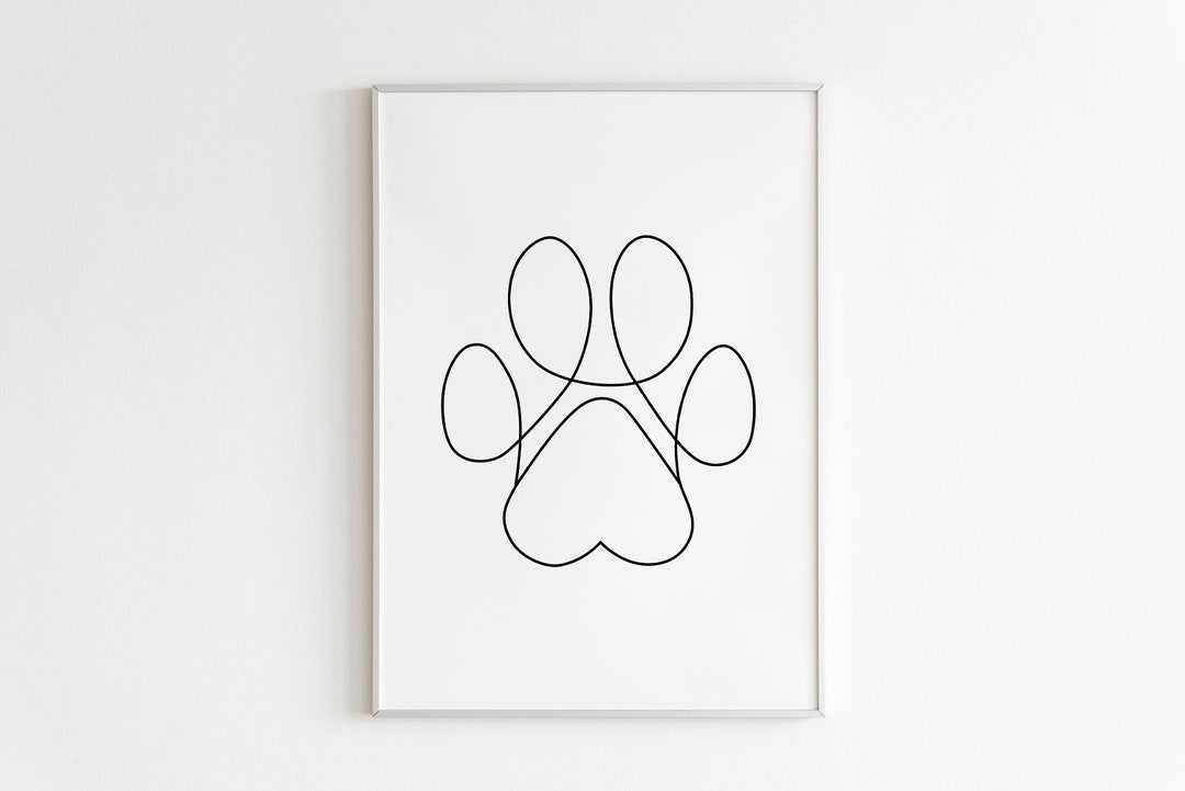 Minimalist Dog Paw Line Art Print. Printable Modern Dog Paw ...