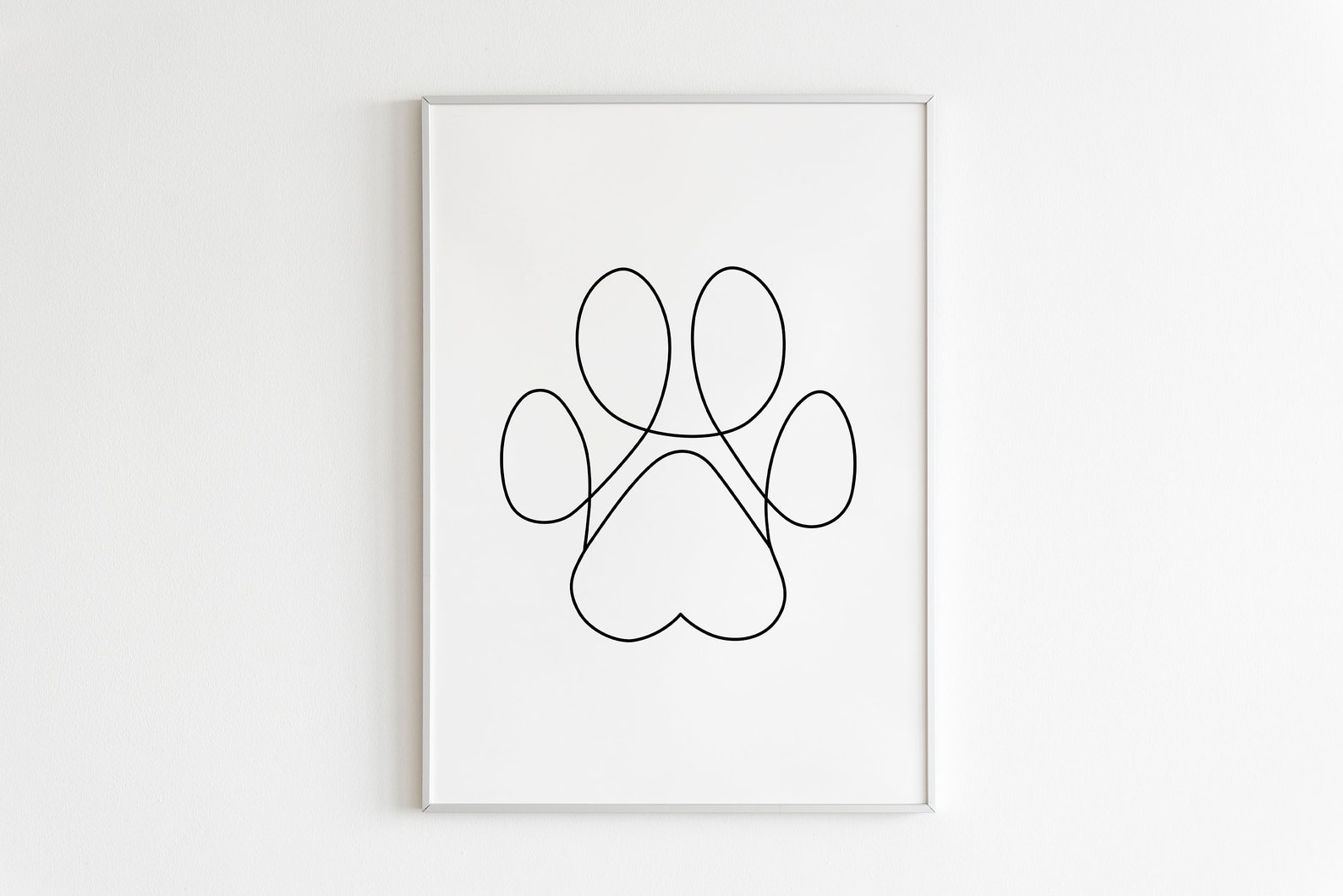Minimalist Dog Paw Line Art Print. Printable Modern Dog Paw ...