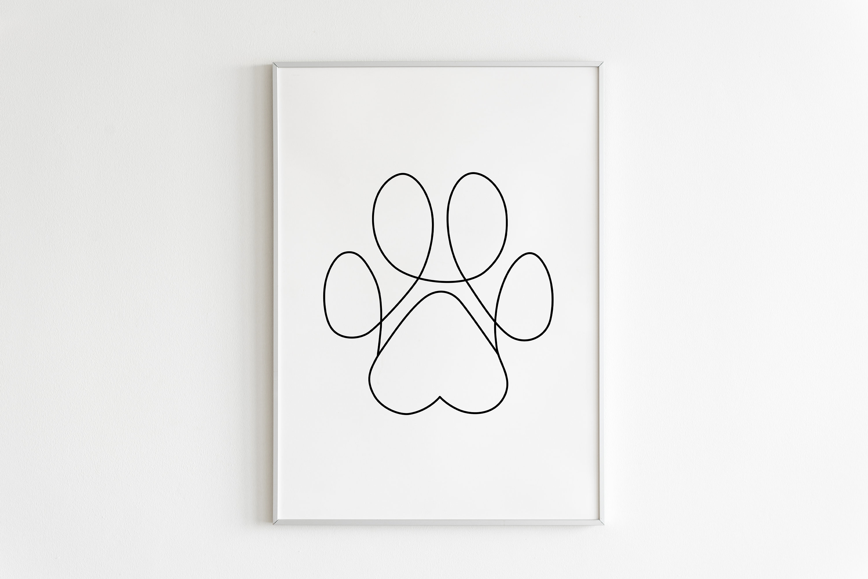 Minimalist Dog Paw Line Art Print. Printable Modern Dog Paw ...