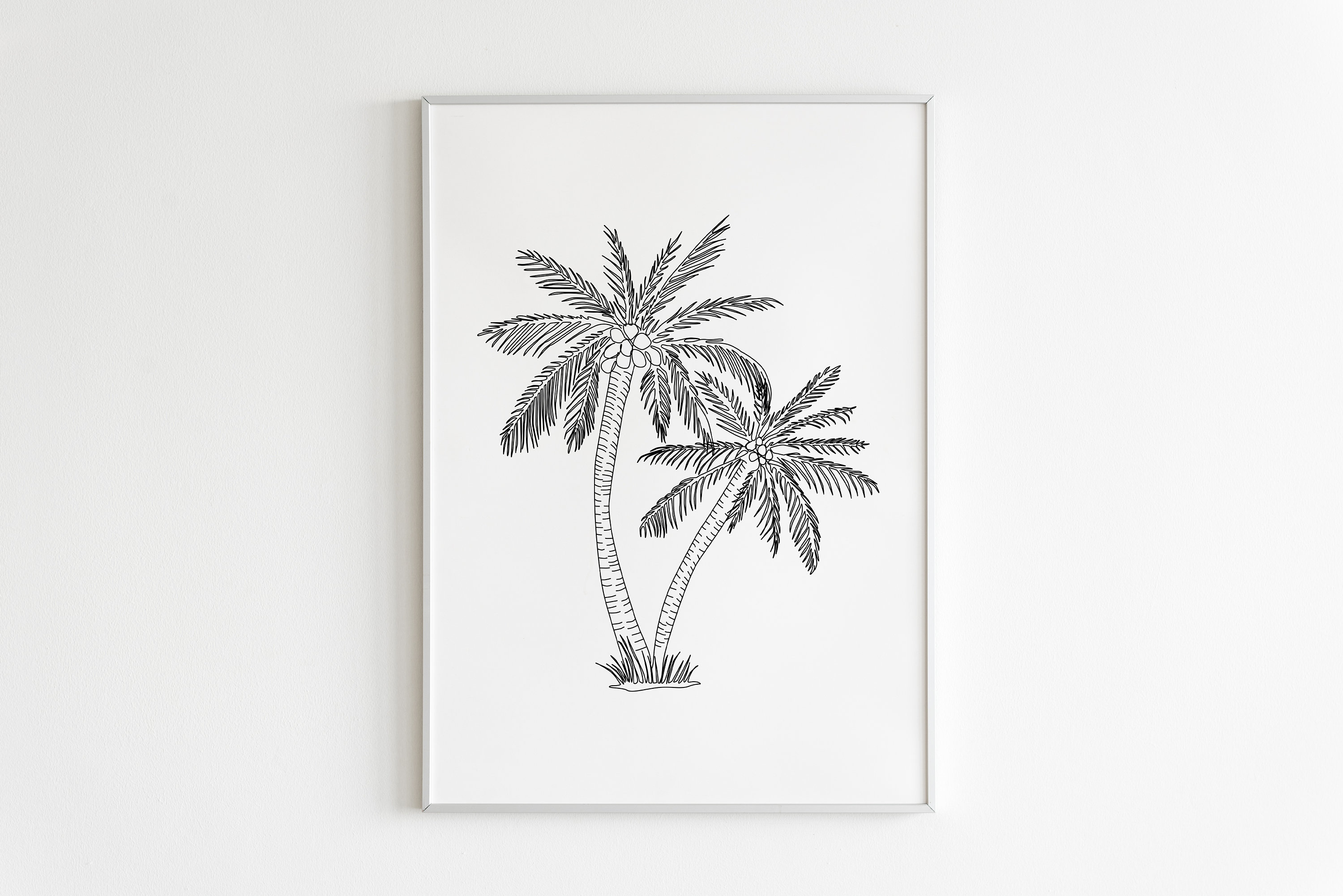 Single Line Art Palm Tree Drawing, Hand Drawn Palm Tree, Line Art Coco ...