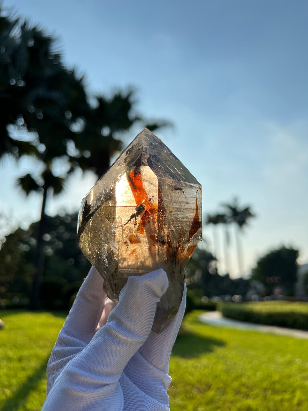 471g Rarest Dt/phantom Pyramid / Phlogopite Flakes /golden Mica/rainbow ...