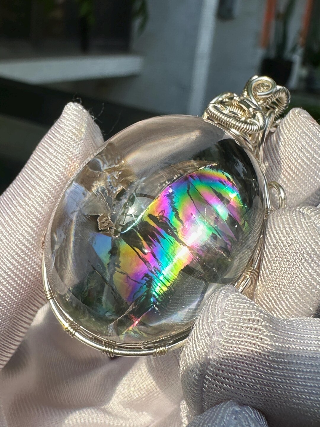 Himalayan Rainbow Quartz Pendant: 14k Silver-plated Crystal Necklace - Etsy