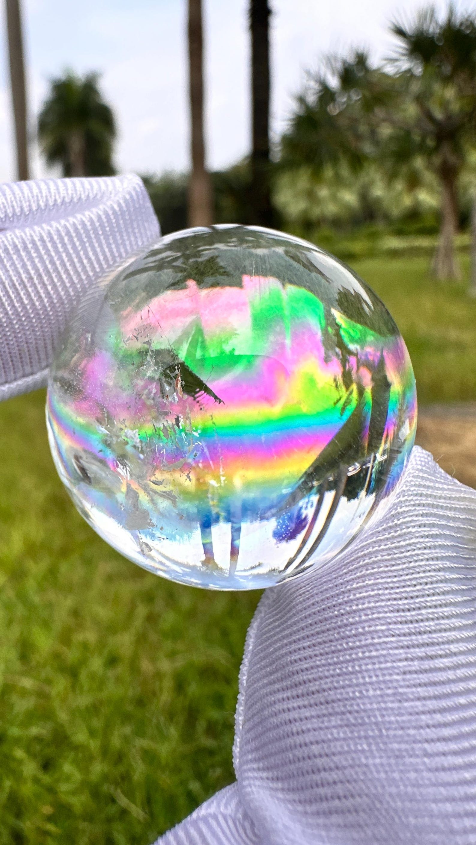 Light Universe Sphere！32mm Sacred Tibetan Himalayan Rainbow Sphere ...