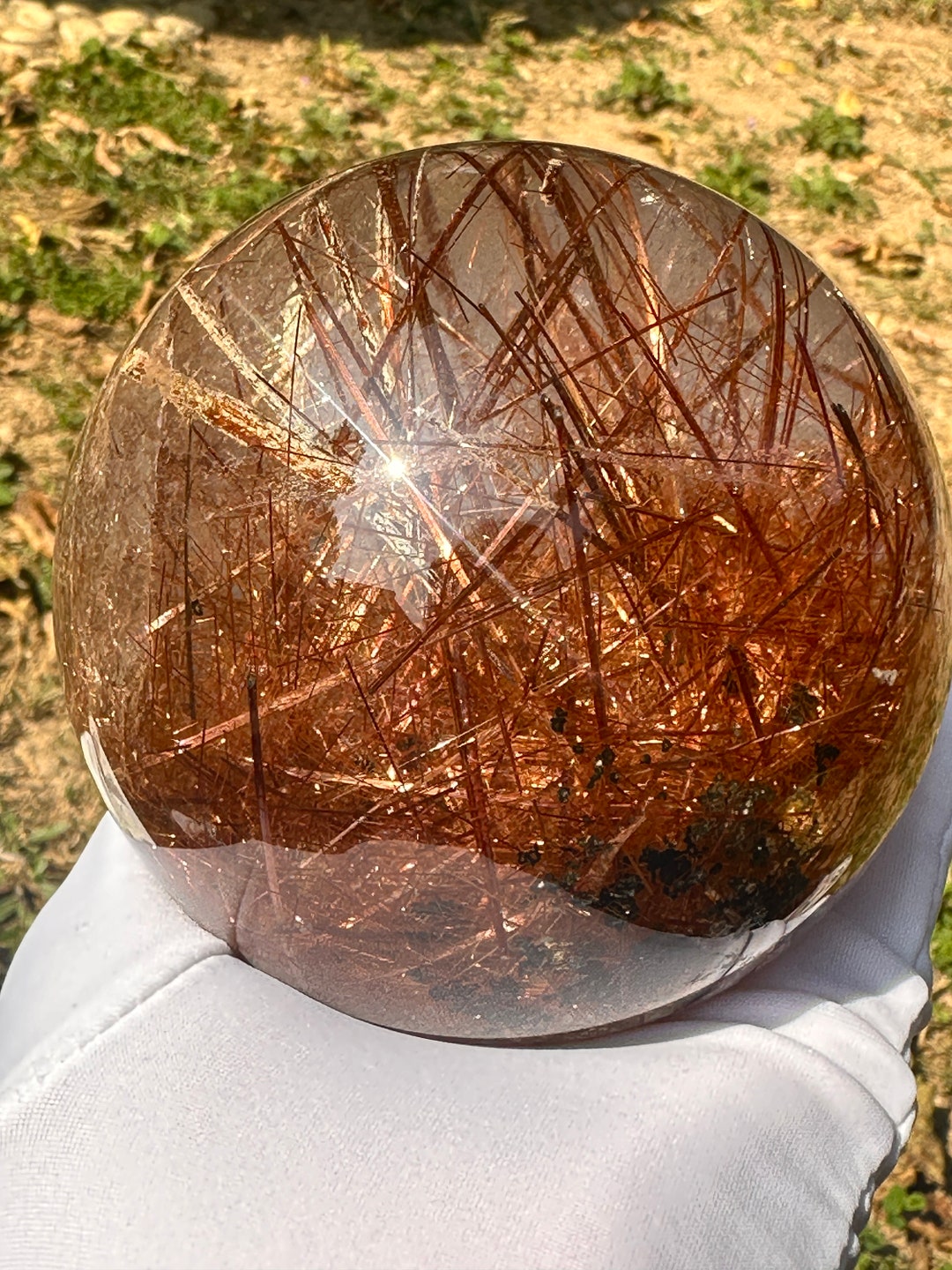 89.9mm Top Top Top Natural Rare Copper Rutilated Quartz Sphere From ...