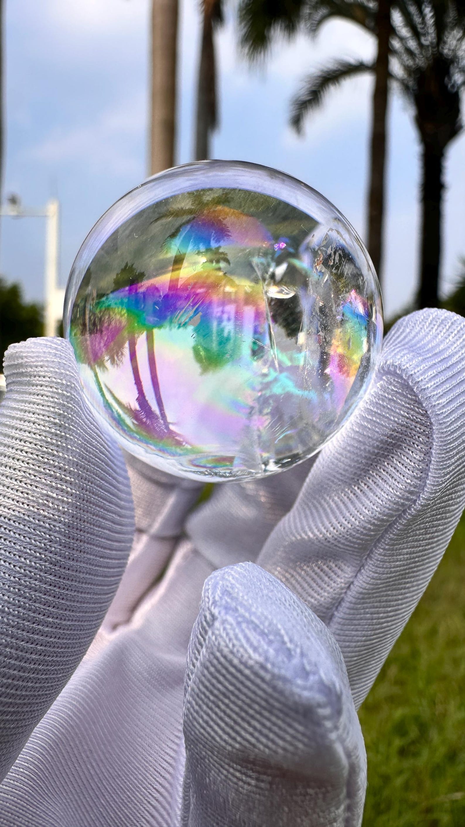 Light Universe Sphere！32mm Sacred Tibetan Himalayan Rainbow Sphere ...