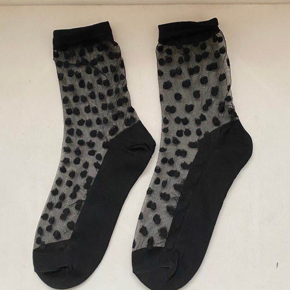 New Black Nylon Socks With a Dot Pattern Ladies Sizes UK 4 to - Etsy