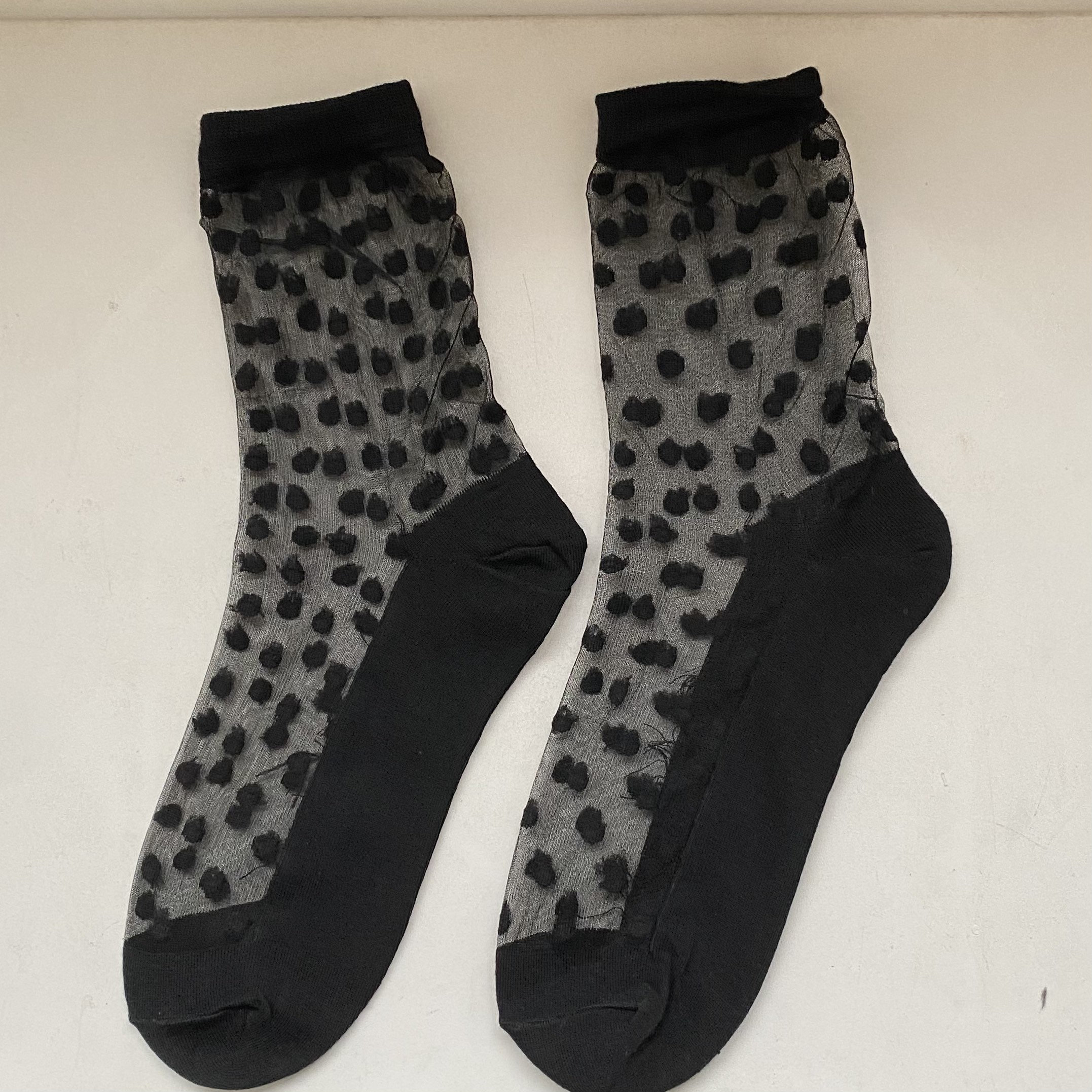 New Black Nylon Socks With a Dot Pattern Ladies Sizes UK 4 to 6 Shoe ...