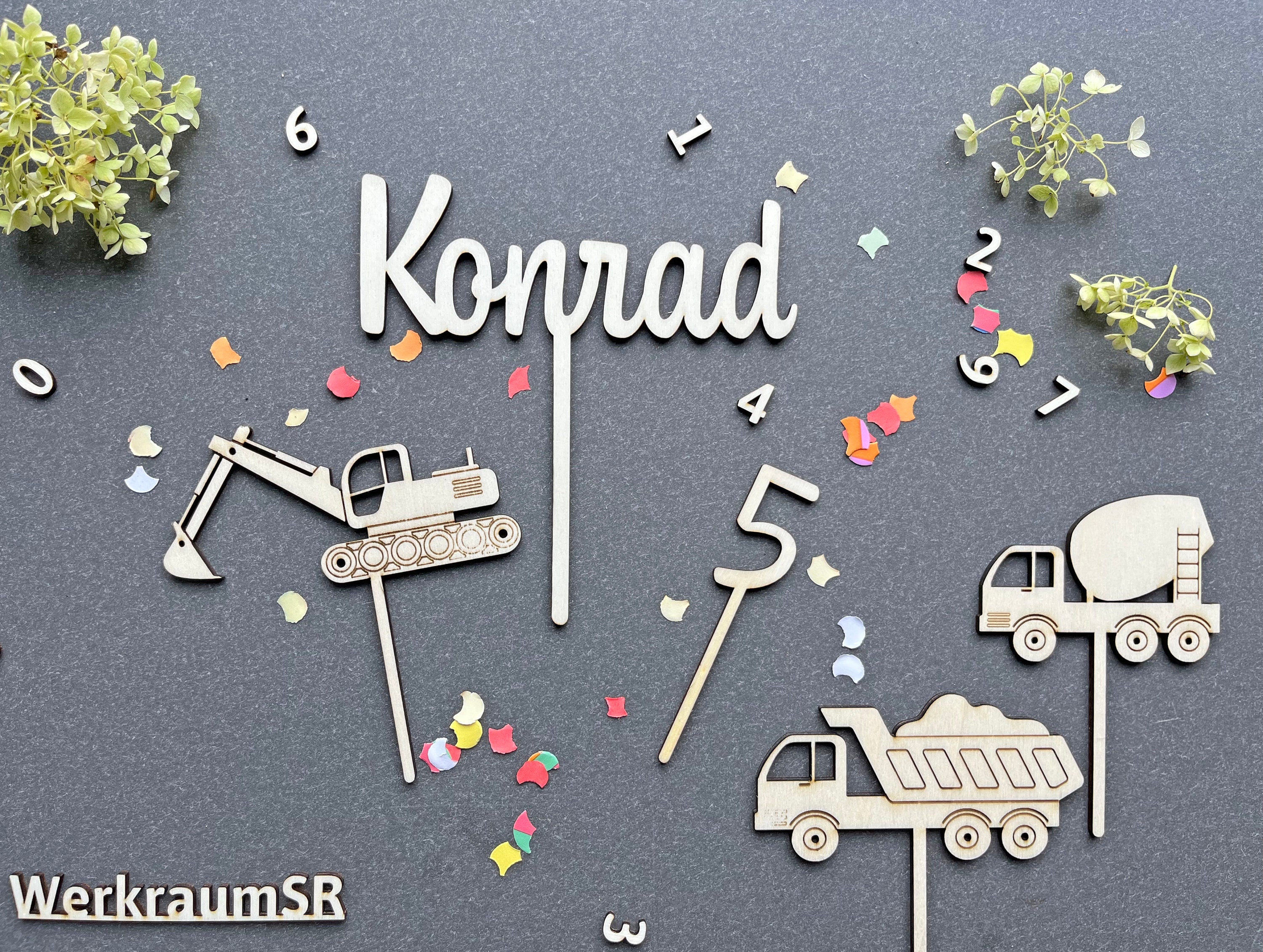 Bagger LKW Betonmischer Cake Topper Personalisiert Kuchentopper ...