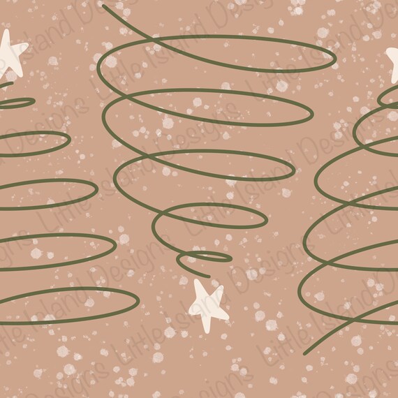 Autumn Malt Green Spiral Trees Seamless Pattern Design - Etsy