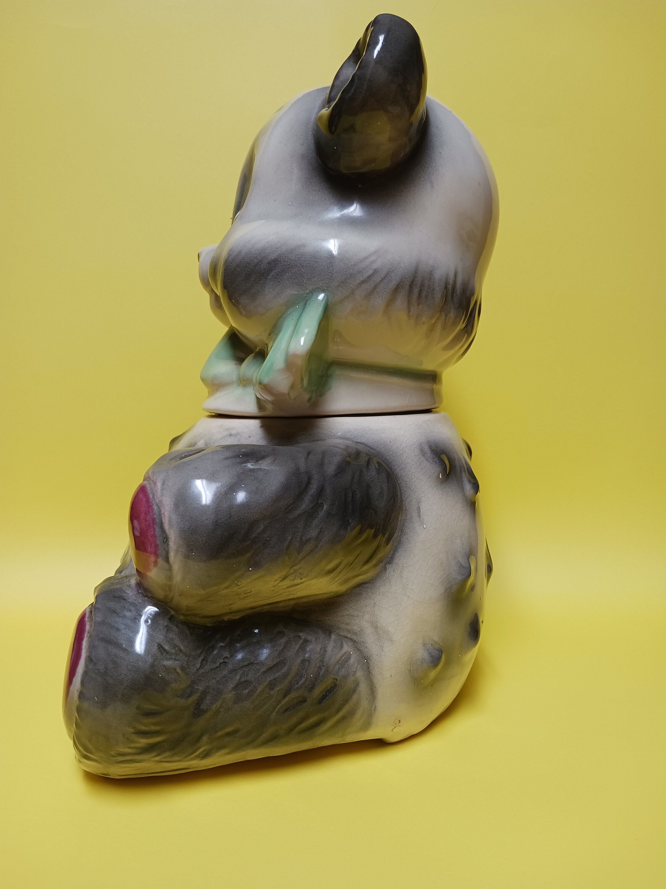 Vintage Brush Mccoy Panda Cookie Jar Ceramic Green Bow - Etsy
