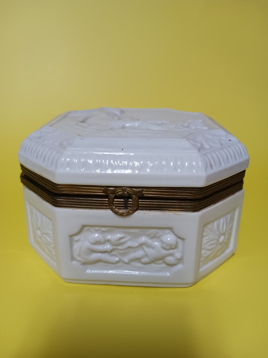 Porcelain Trinket Box Isco Japan Lady and Dog - Etsy