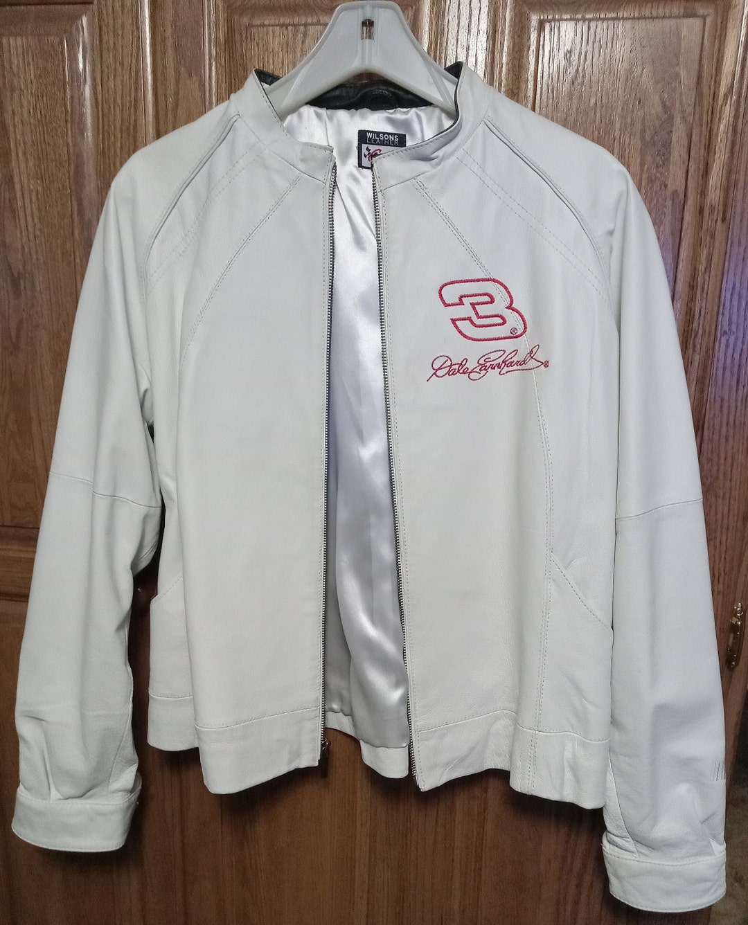 Dale Earnhardt #3 White Leather Jacket Womens XL Wilson Leather Chase ...