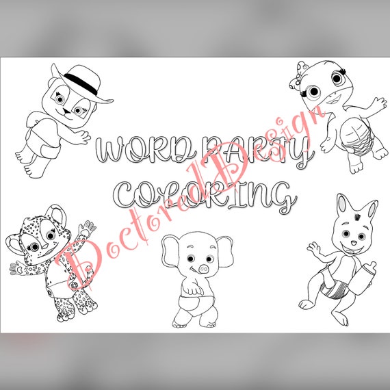 Word Party Coloring Sheets-word Party Coloring & Activity - Etsy