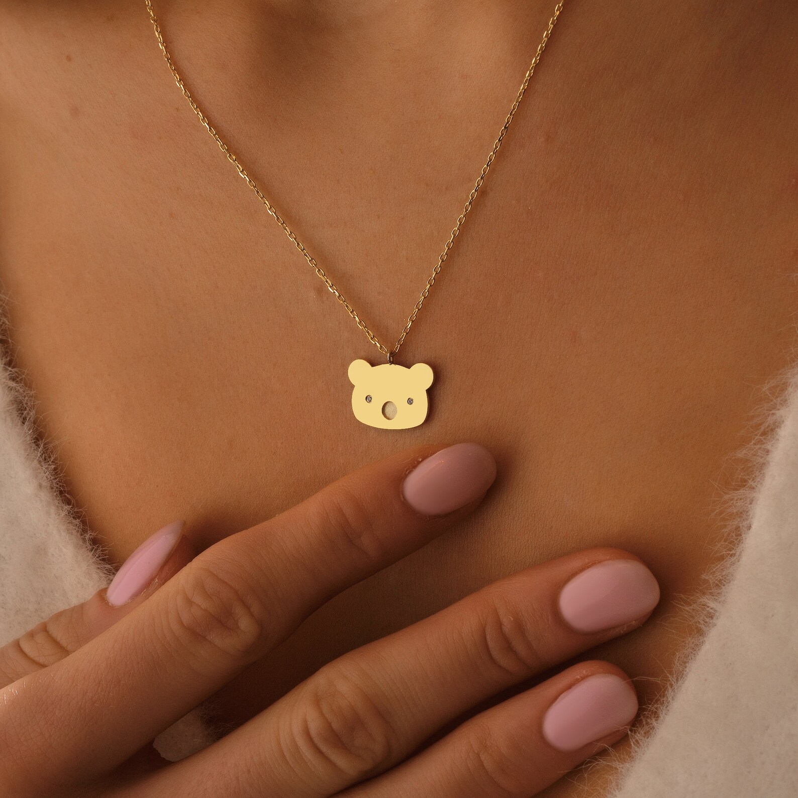 10k 14k 18k Solid Gold Panda Necklace, Real Gold Panda Bear Pendant ...