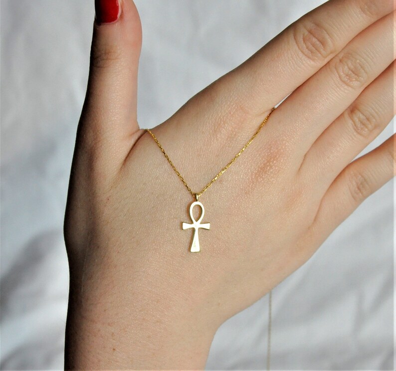 10K 14K 18K Solid Gold Ankh Necklacegold Ankh Pendat - Etsy