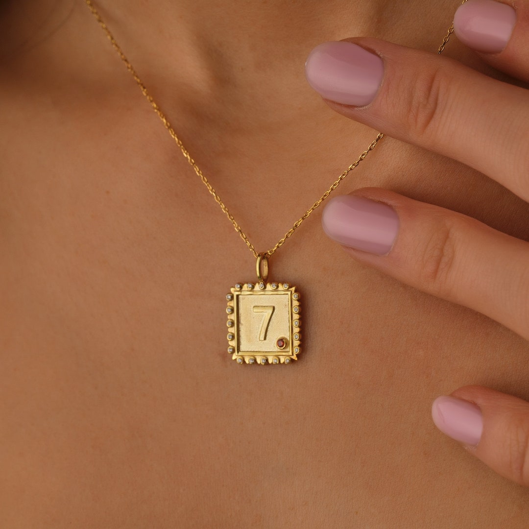 10k 14k 18k Solid Gold Personalized Number Necklace, Custom Number ...