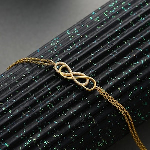 10k 14k 18k Solid Gold Infinity Bracelet, Dainty Infinity Charm ...