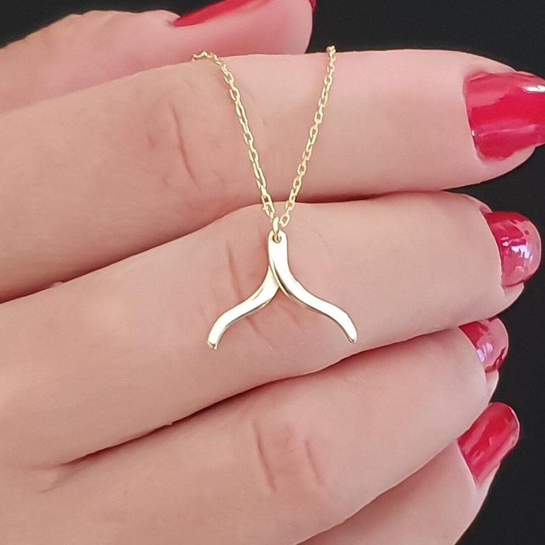 10k 14k 18k Solid Gold Whale Tail Necklace, Fish Tail Pendant, Mother's Day Necklace, Women ...