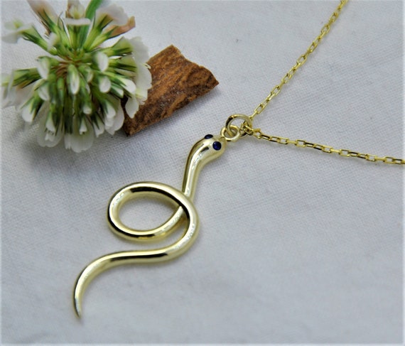 10k 14k 18k Solid Gold Snake Necklace Snake Gold Pendant - Etsy