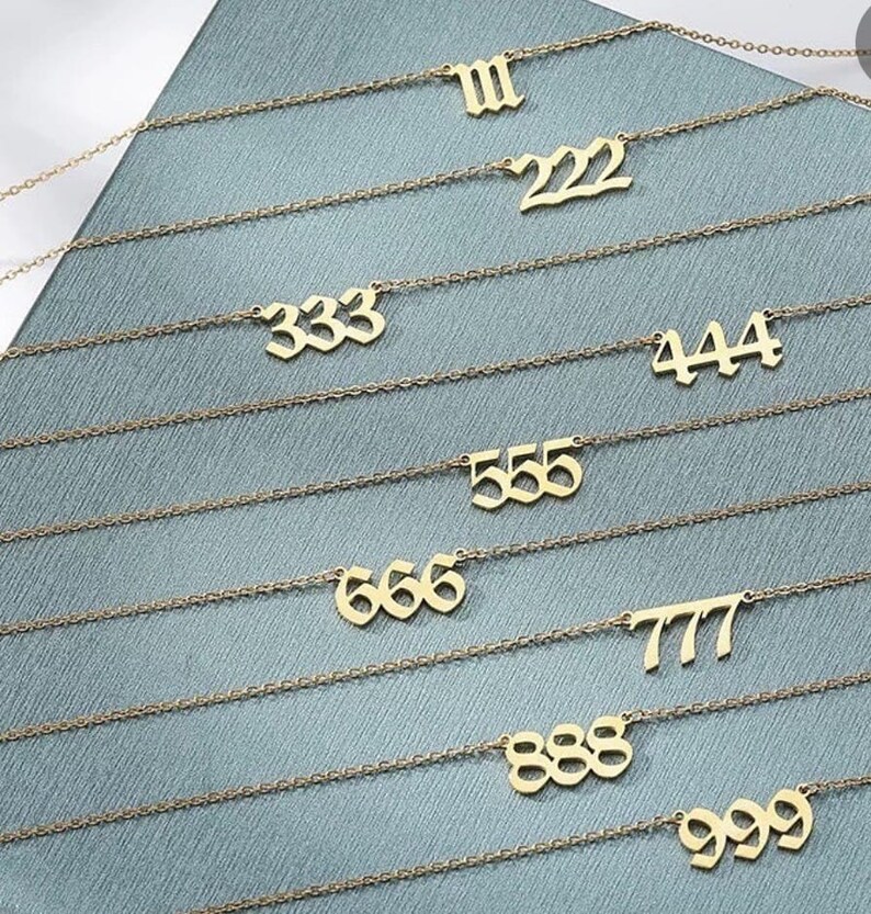 10K 14K 18K Golden Angel Numbers Healing Number Necklace - Etsy
