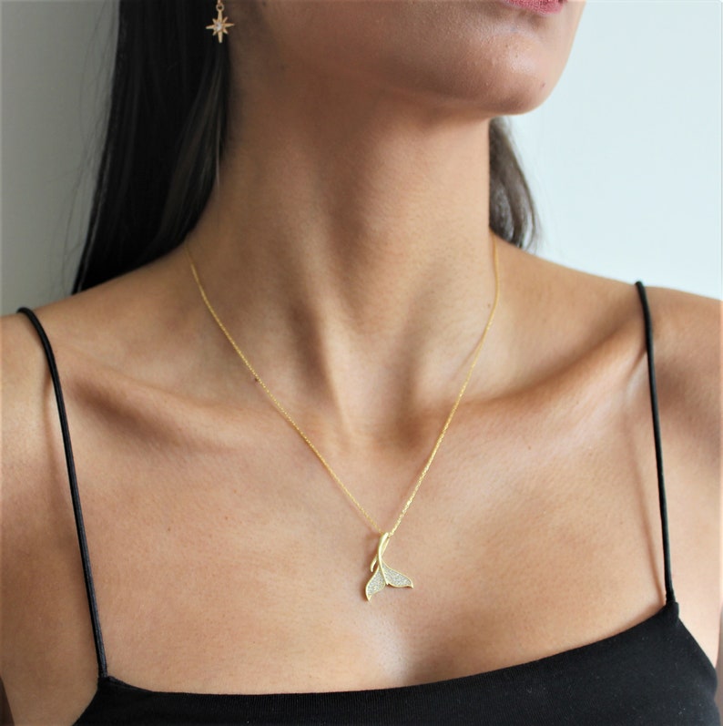 10K 14K 18K Solid Gold Mermaid Tail Necklace Legendary | Etsy