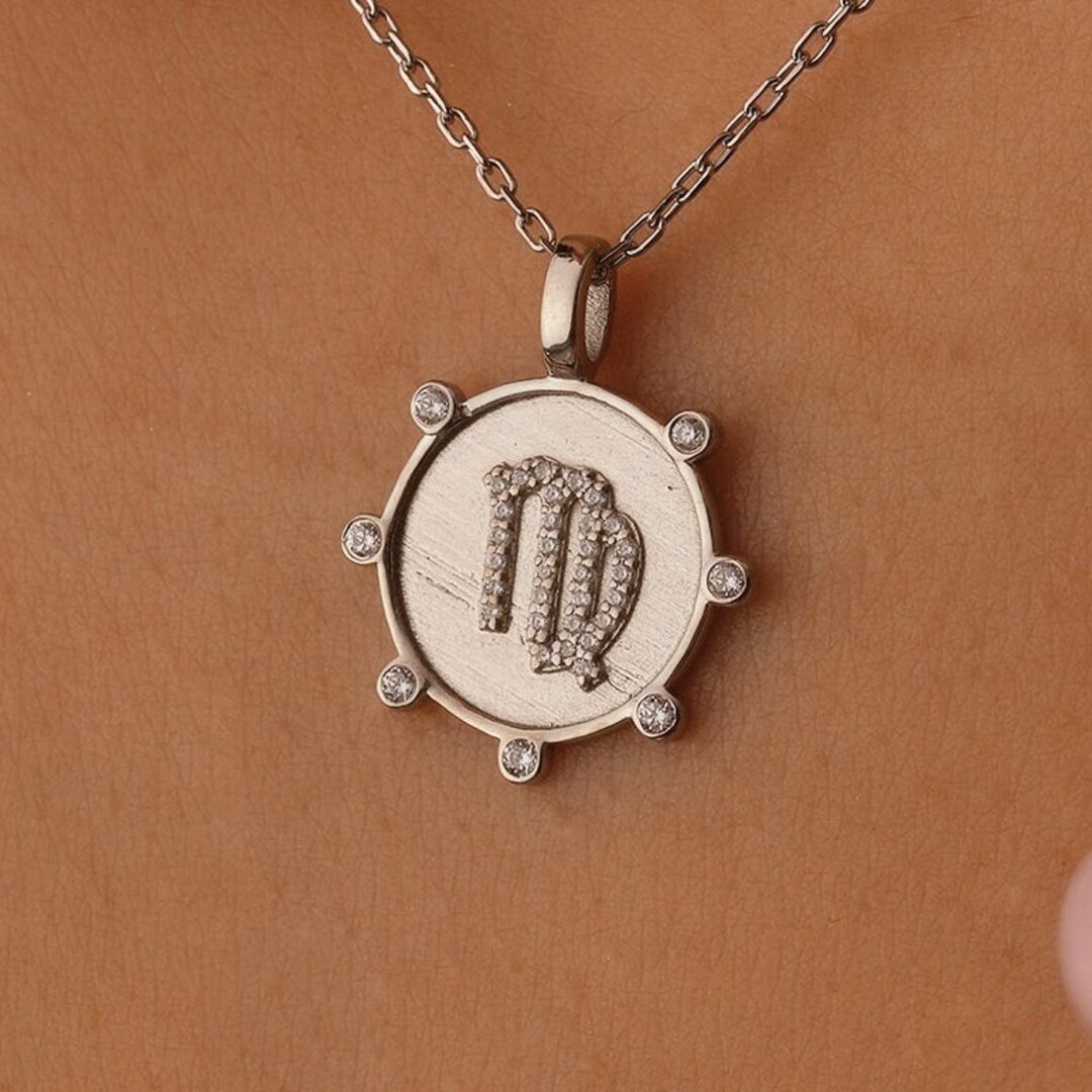10k 14k 18k Solid Gold Zodiac Virgo Sign Necklace, Personalized Virgo ...