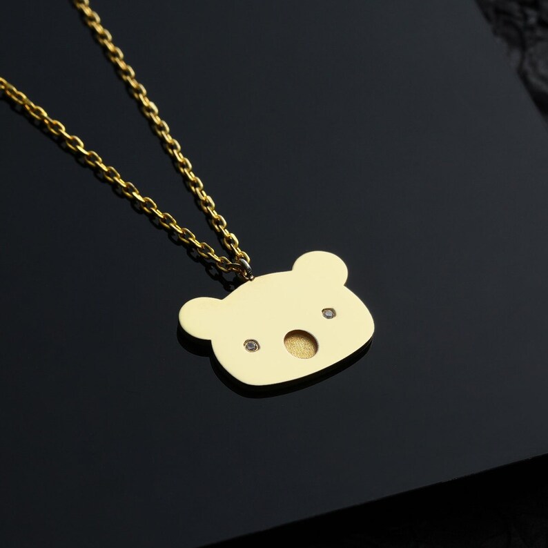10k 14k 18k Solid Gold Panda Necklace, Real Gold Panda Bear Pendant ...