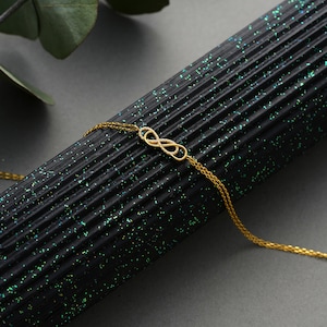 10k 14k 18k Solid Gold Infinity Bracelet, Dainty Infinity Charm ...