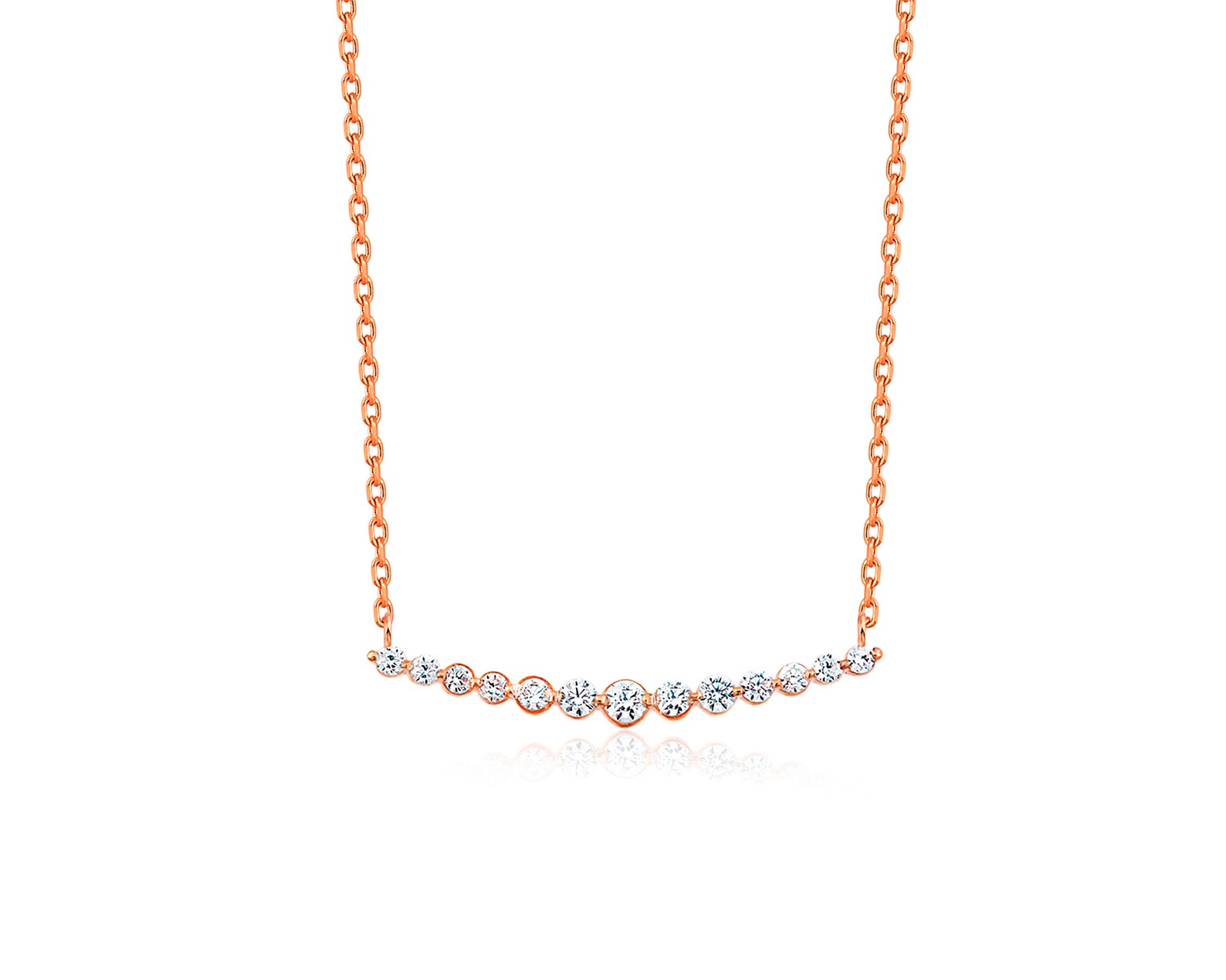 10k 14k 18k Solid Gold Bezel Set Bar Necklace, Dainty Curved Bar ...