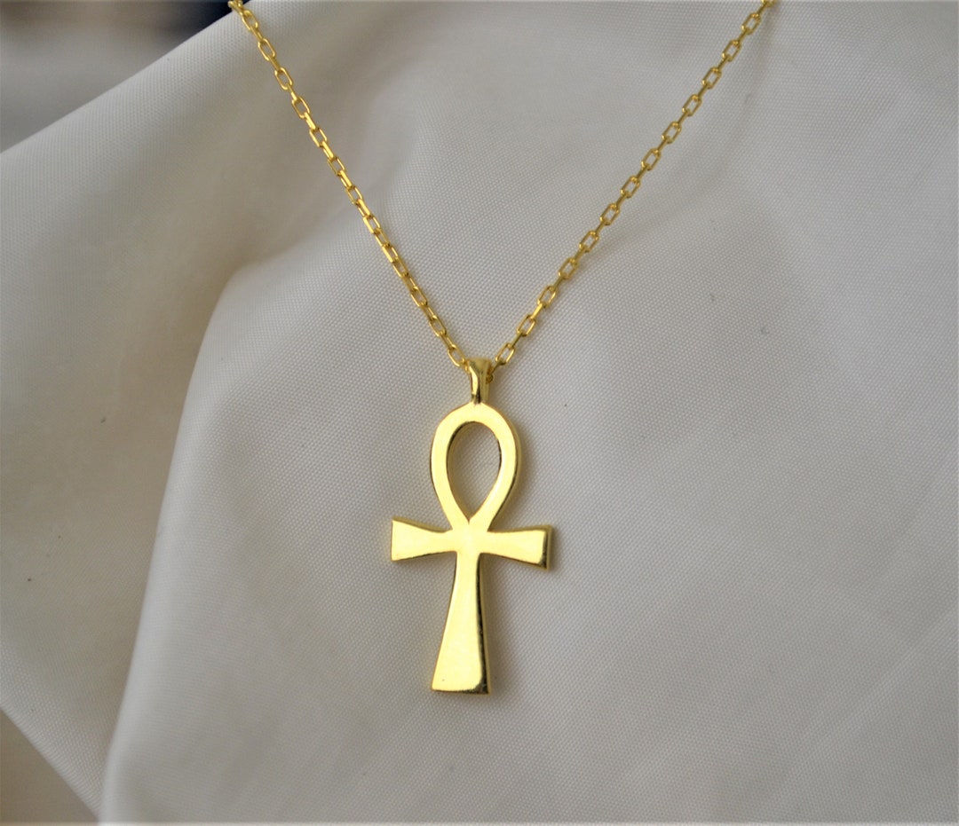 10K 14K 18K Solid Gold Ankh Necklacegold Ankh Pendat - Etsy