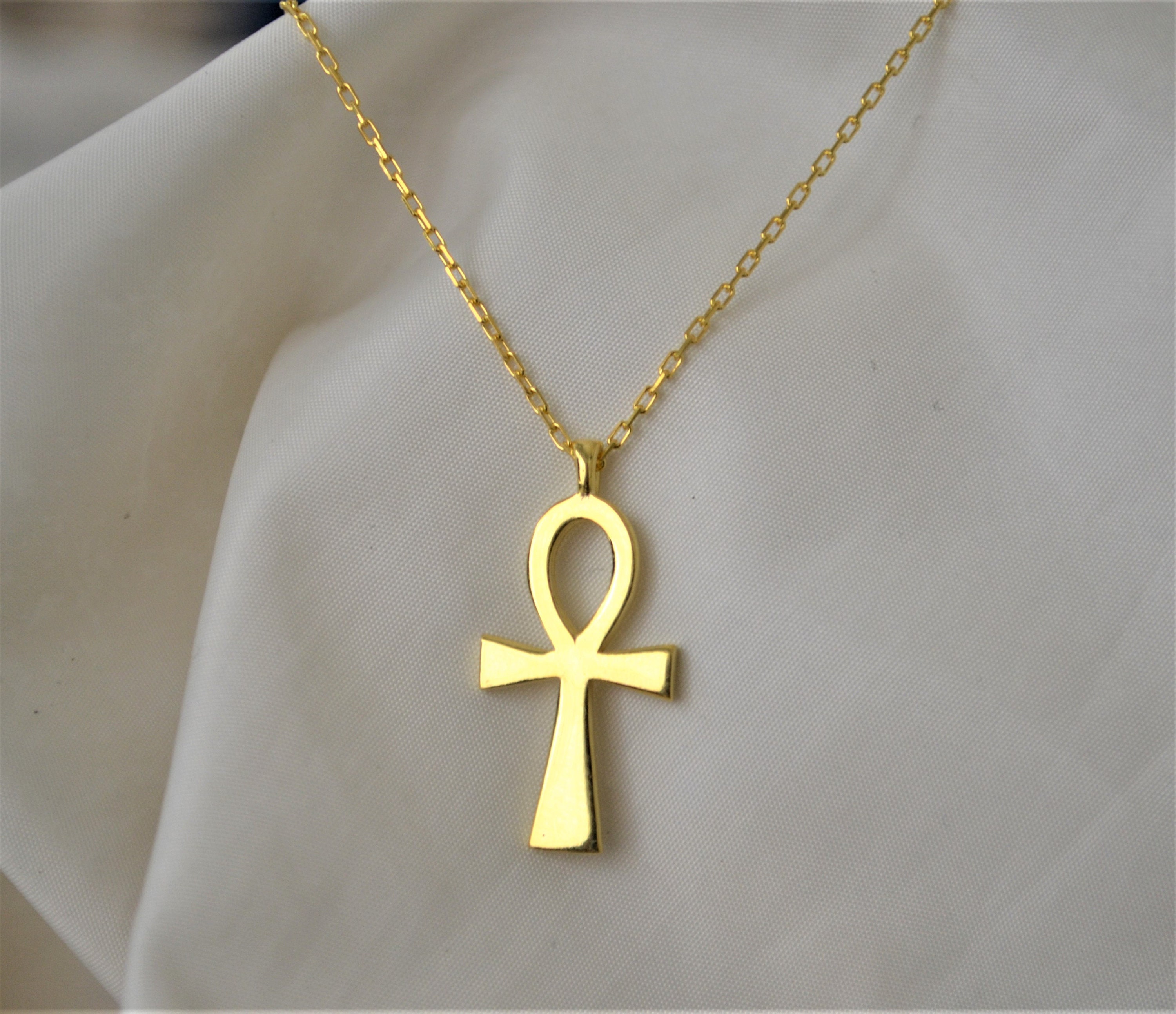 10K 14K 18K Solid Gold Ankh Necklacegold Ankh Pendat - Etsy