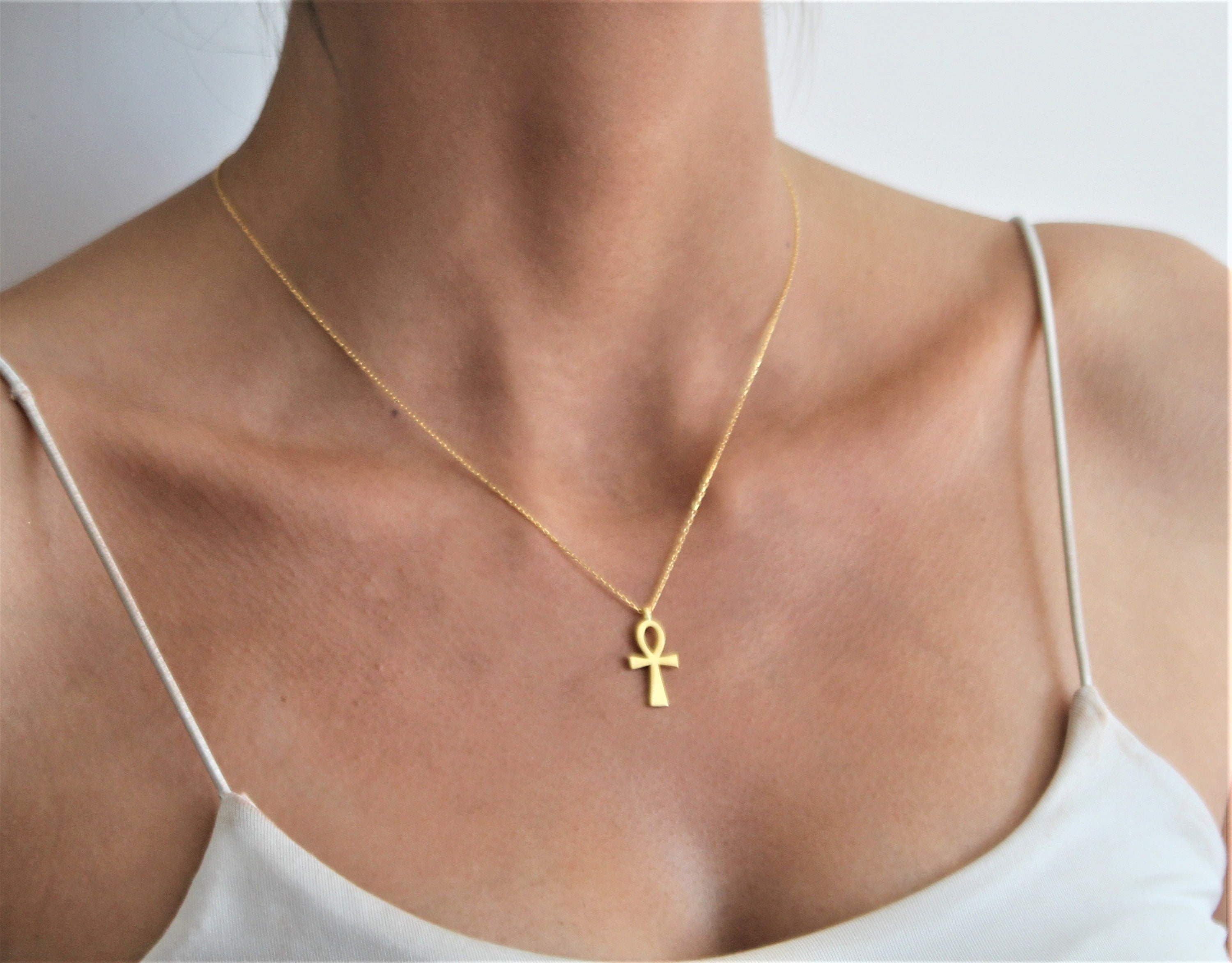 10K 14K 18K Solid Gold Ankh Necklacegold Ankh Pendat - Etsy