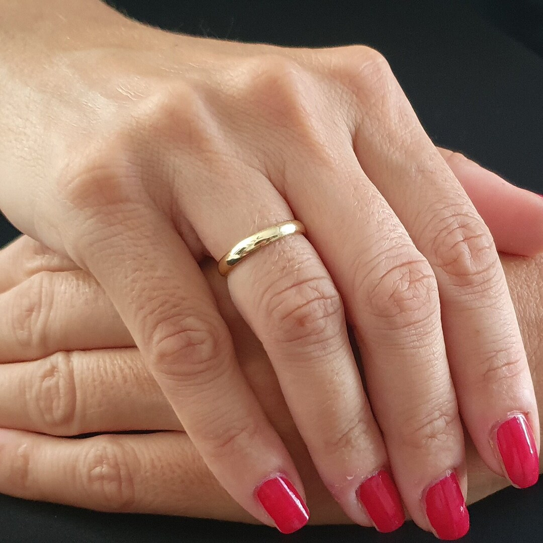 10k 14k 18k Solid Gold Simple Wedding Band, Thin Wedding Ring, Plain ...