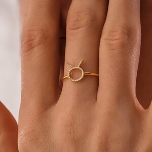 10k 14k 18k Solid Gold Zodiac Taurus Ring, Dainty Taurus Sign Ring ...