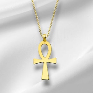 10K 14K 18K Solid Gold Ankh Necklace,gold Ankh Pendat, Christmas Gift ...