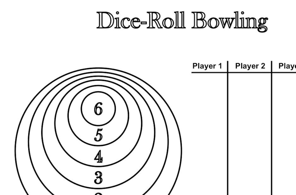 Dice Roll Bowling - Printable Game Board - Etsy