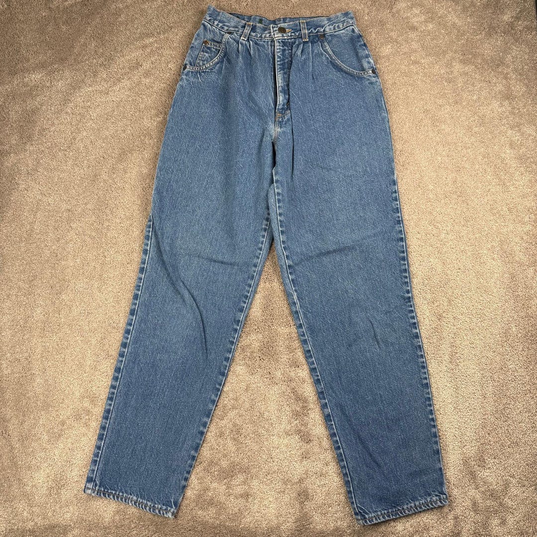 Vintage Hunt Club Pleated Tapered High Waist Mom Jeans Dark Wash Size ...