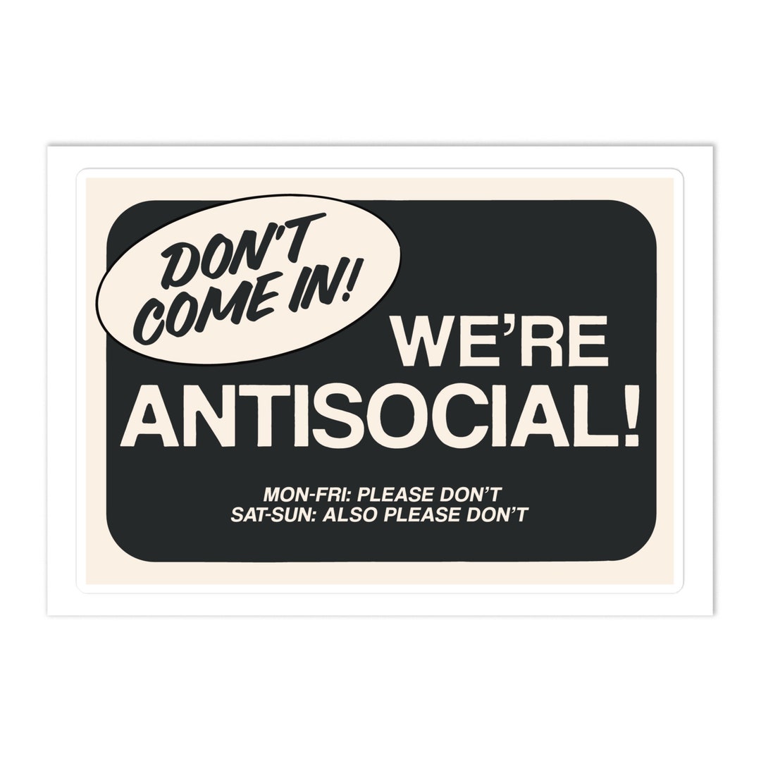 Antisocial Sticker - Black/cream - Etsy