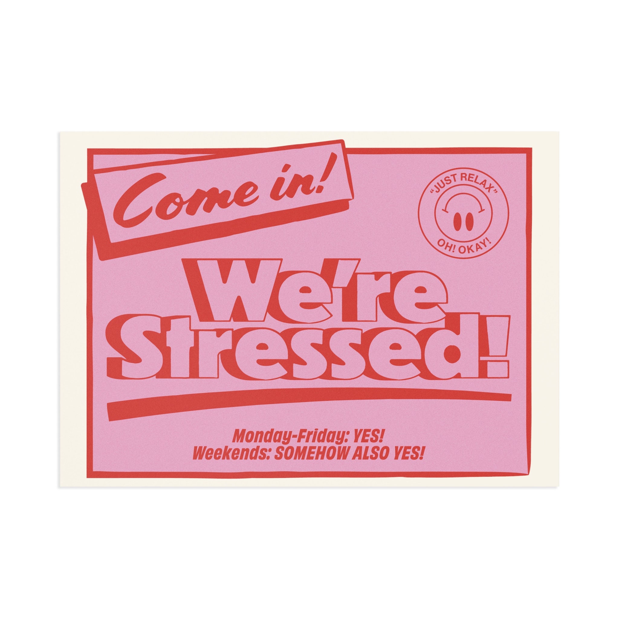 We're Stressed Postcard Pink/red - Etsy