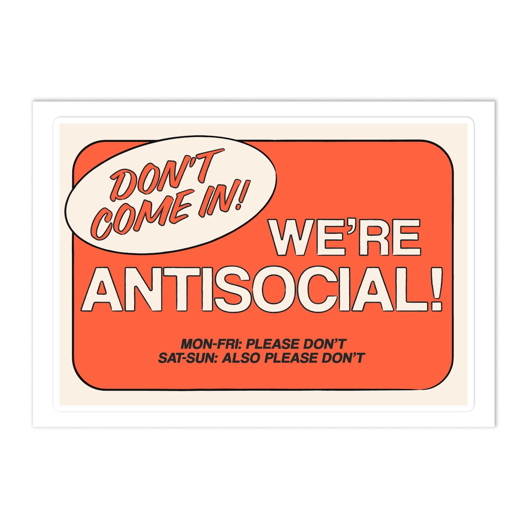 Antisocial Sticker - Red/cream - Etsy