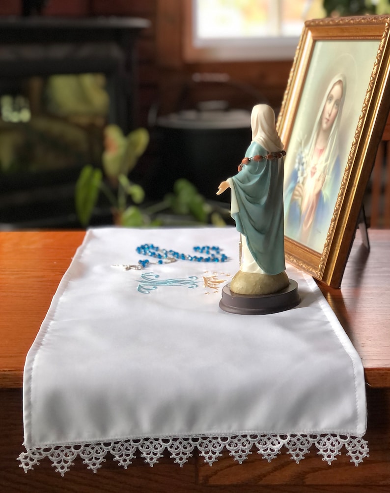 Home Altar Cloth With Auspice Maria - Etsy