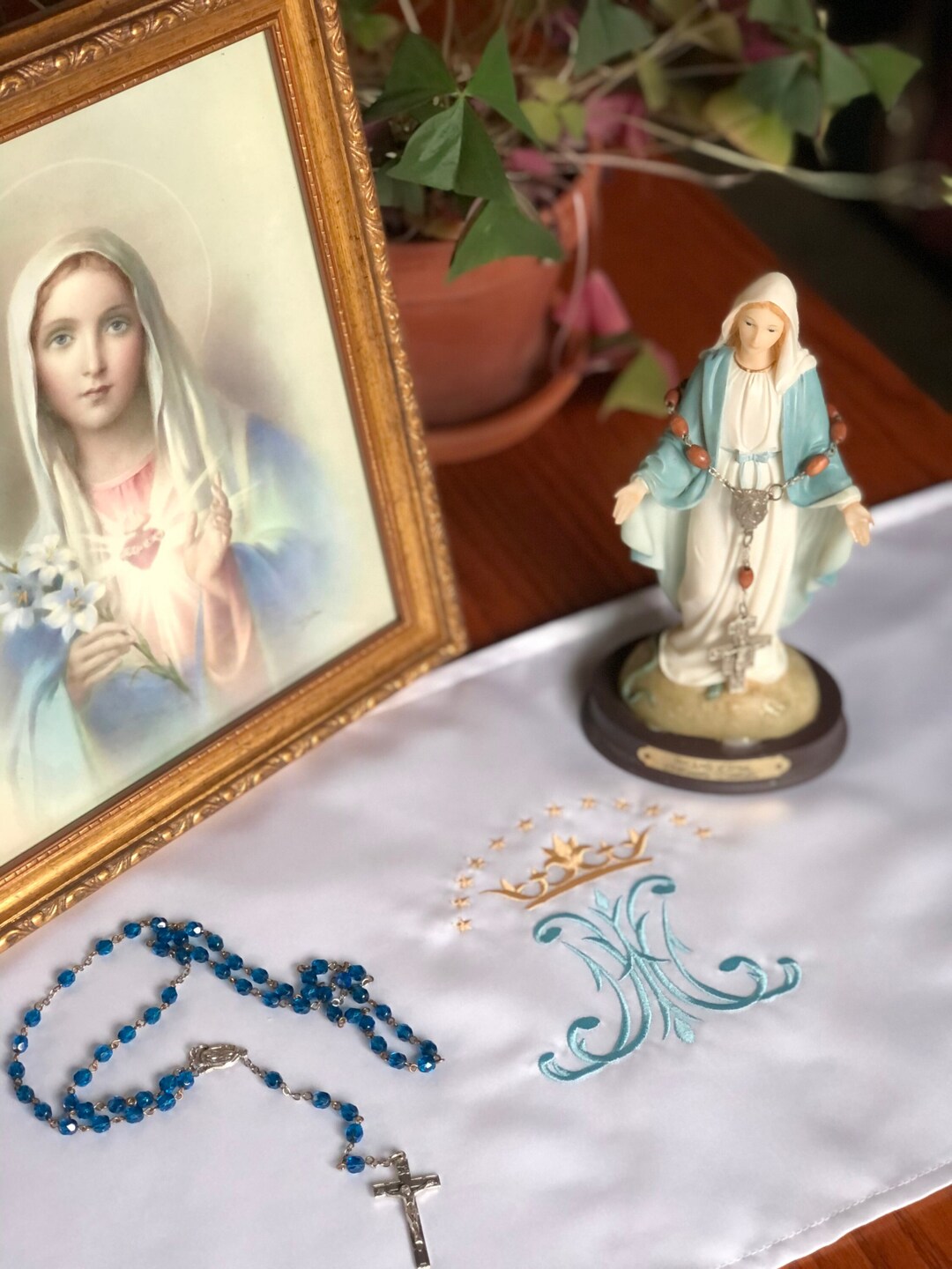 Home Altar Cloth With Auspice Maria - Etsy