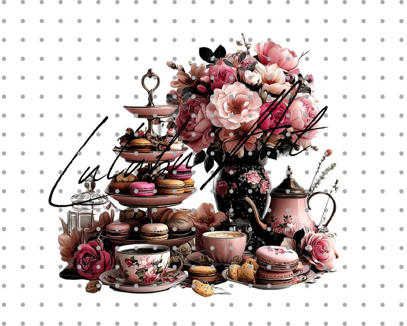 Floral Tea Party PNG Clipart: 37 Piece Printable Art (digital Download ...