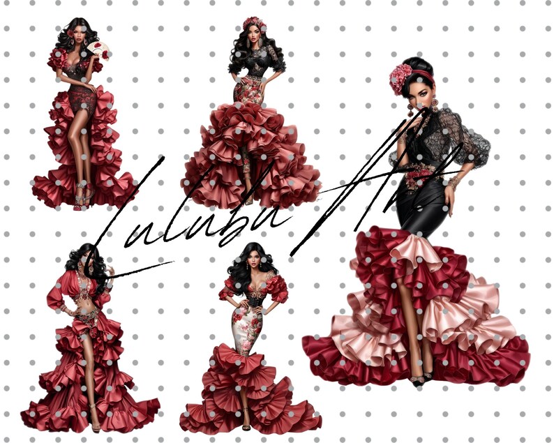 Flamenco Dancer Girl Clipart: 54 Printable PNG Art (digital Download ...