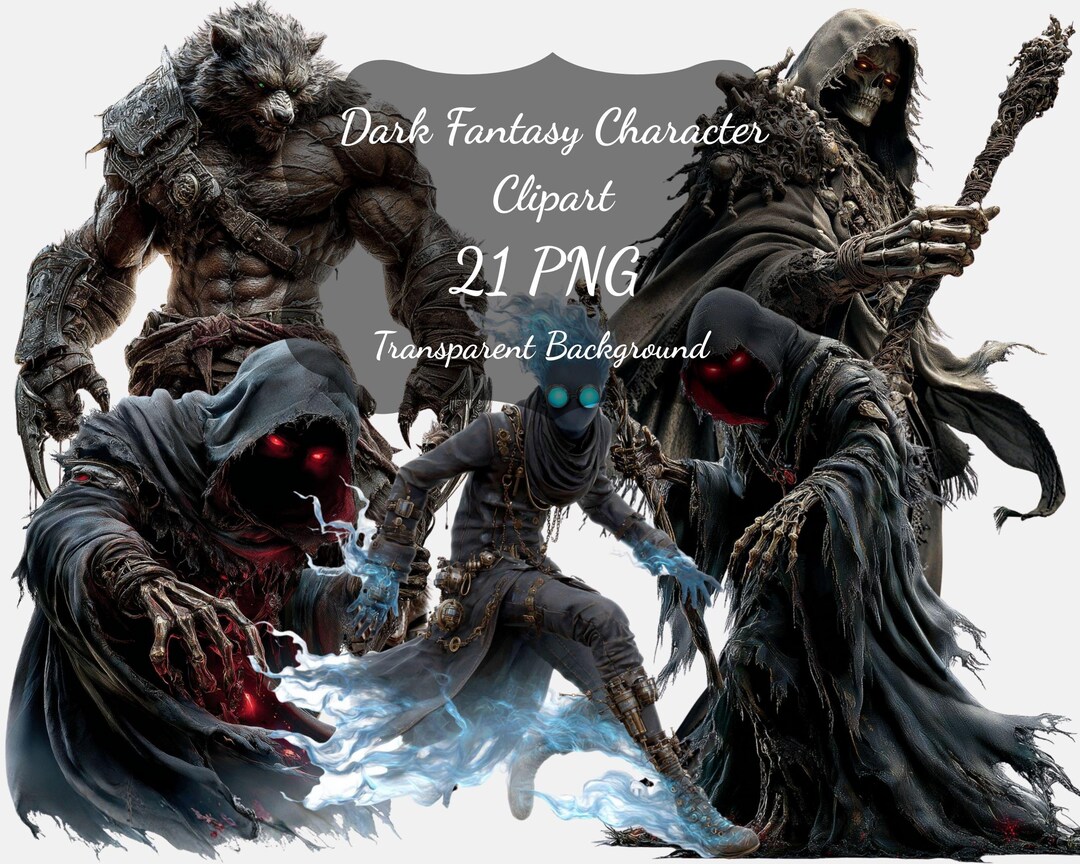 Epic Dark Fantasy Character Clipart : 21 Piece Printable Art (digital ...
