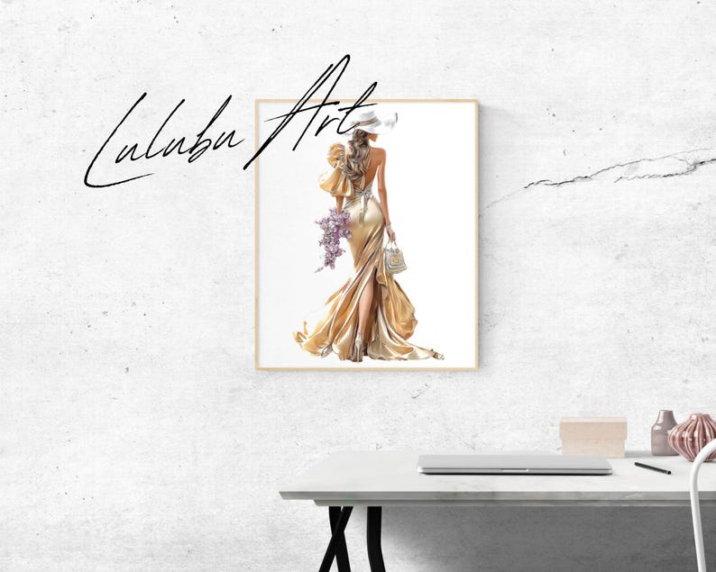 Elegant Gold Gown Woman Clipart: Printable 28 Piece PNG Files (digital ...